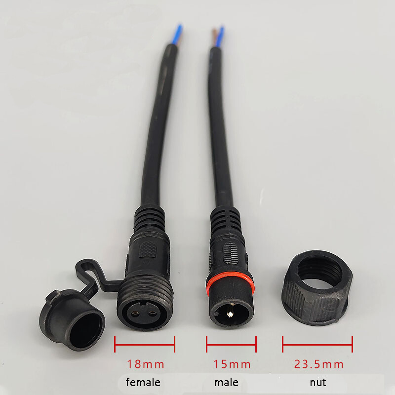 2 Pin Waterproof Electrical Cable Connector With Dust Cover Female ...
