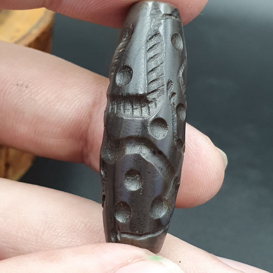 Indo tibetan carving agate eye stone bead amulet hunting prey #10215 | eBay