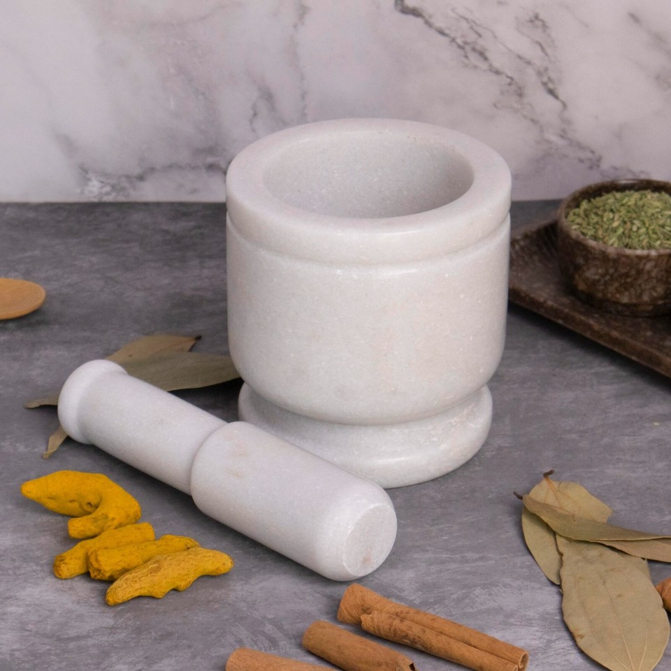 Marble Mortar and Pestle, Big size Imam Dasta, Kharal, Okhli Kitchen ...