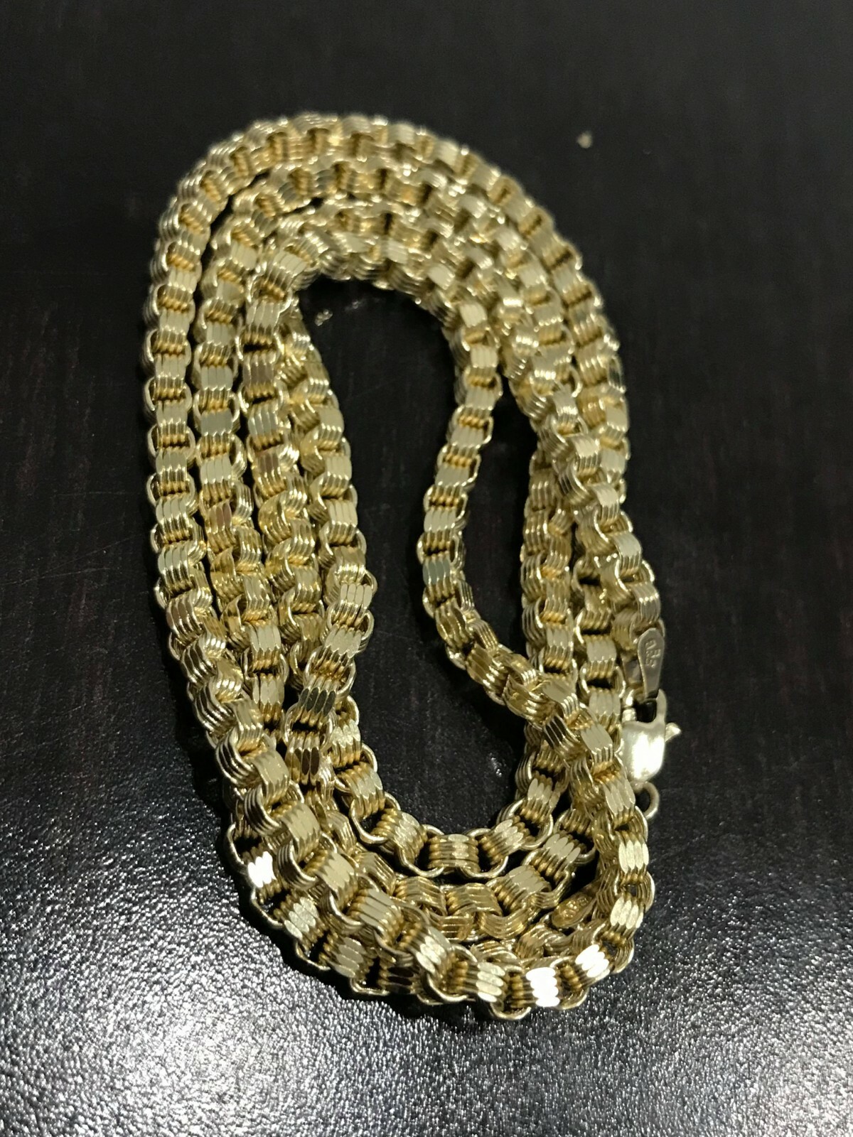 Real 10k yellow gold 3mm square Franco box byzantine chain 24 inch NEW ...