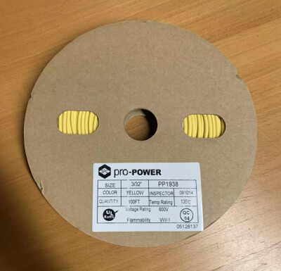 SPC PRO-POWER PP1938 Heat Shrink Tubing, Yellow, 3/32", 100ft | eBay