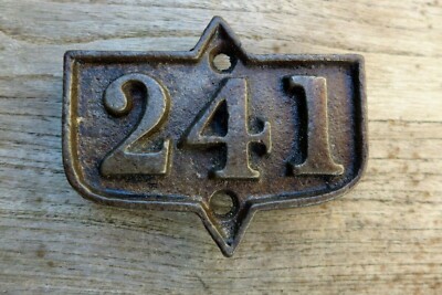 VINTAGE CAST IRON DOOR HOUSE FLAT COTTAGE NUMBER ''241'' SIGN PLAQUE ...
