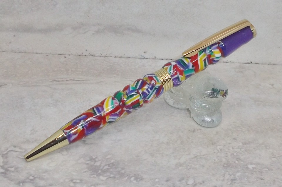 Handmade Roadster pen Grooved Confetti Acrylic, Gold Finish | eBay