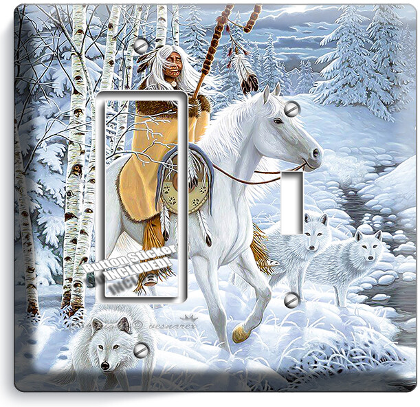 NATIVE AMERICAN INDIAN CHIEF WHITE HORSE WINTER LIGHT SWITCH OUTLET ...