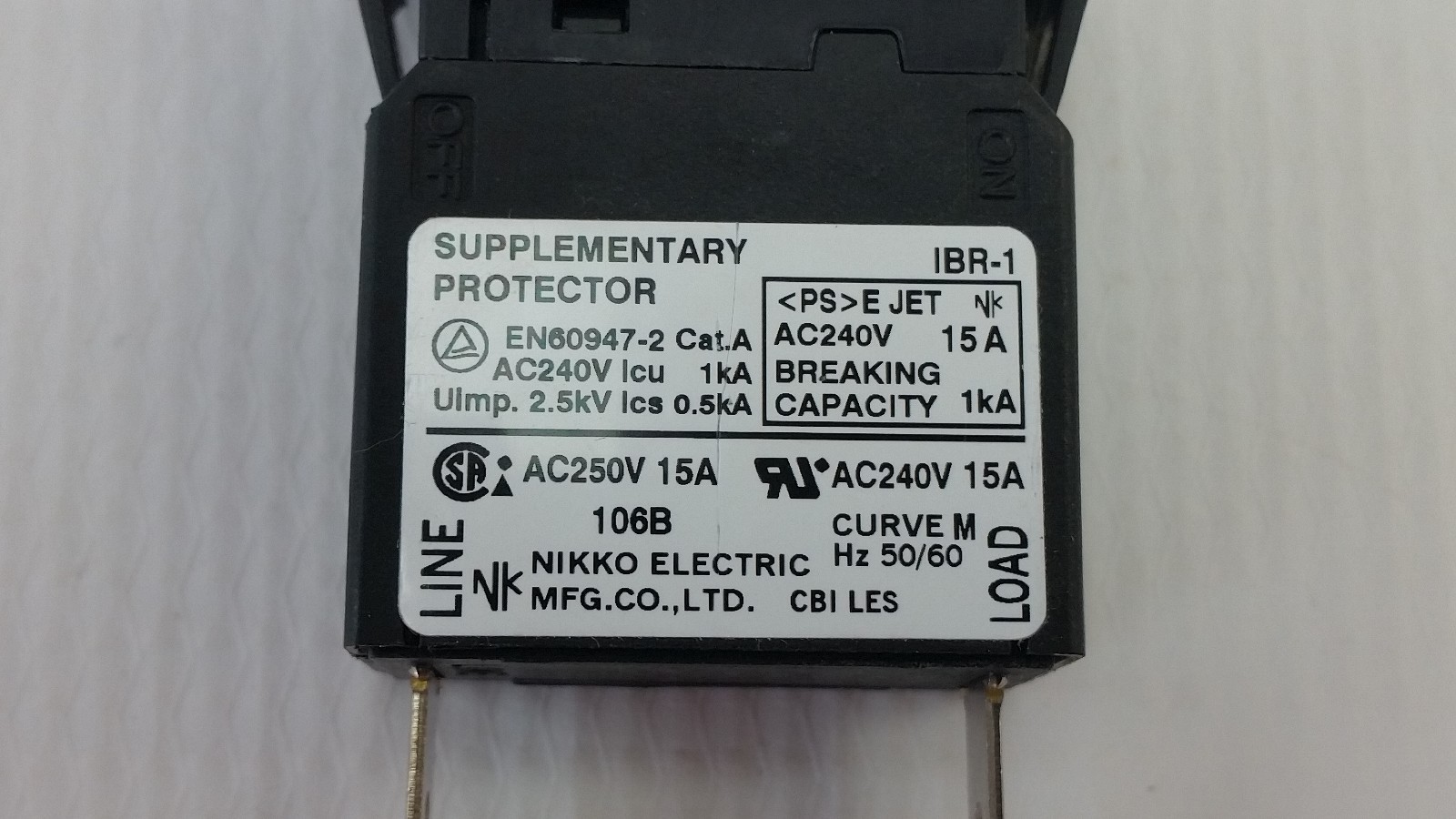 LOT OF 7 NIKKO ELECTRIC SUPPLEMENTARY PROTECTOR EN60947-2 IBR-1, Used ...