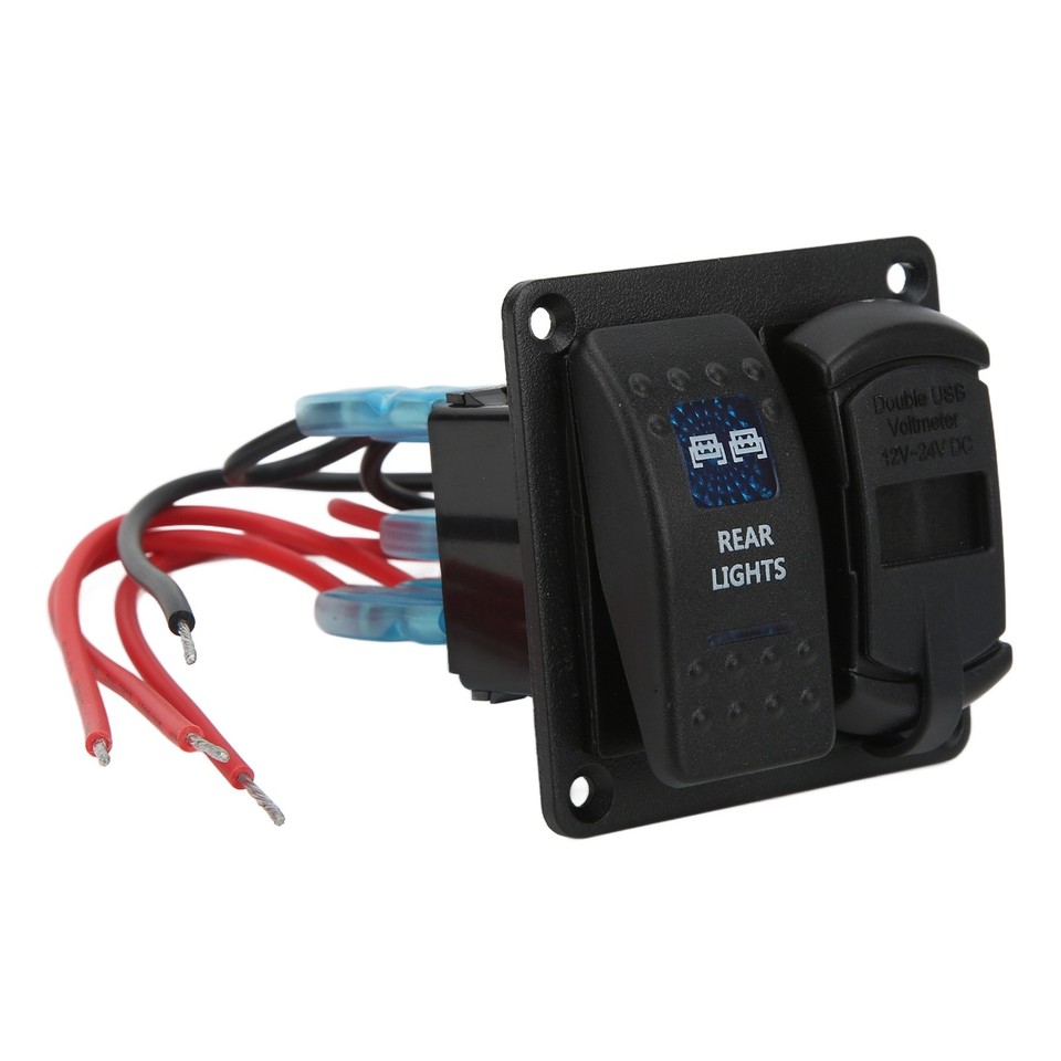 －12/24V Rocker Switch Panel 2 USB With Digital Voltmeter For Car RV ...