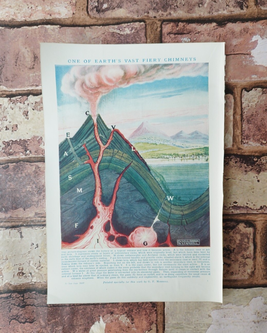 Vintage 1940s Erupting Volcanoes Volcano Book Art Print Picture Geology ...