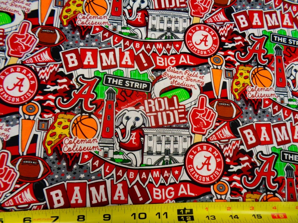 ALABAMA CRIMSON TIDE ROLL TIDE DOODLE DESIGN BRAND NEW 1 YARD 100% ...