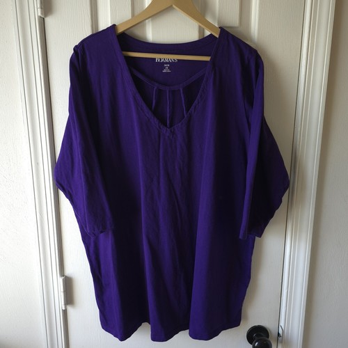 ROMAN'S Womens Dark Purple V Neck Short Sleeve Top Size 26/28 | eBay