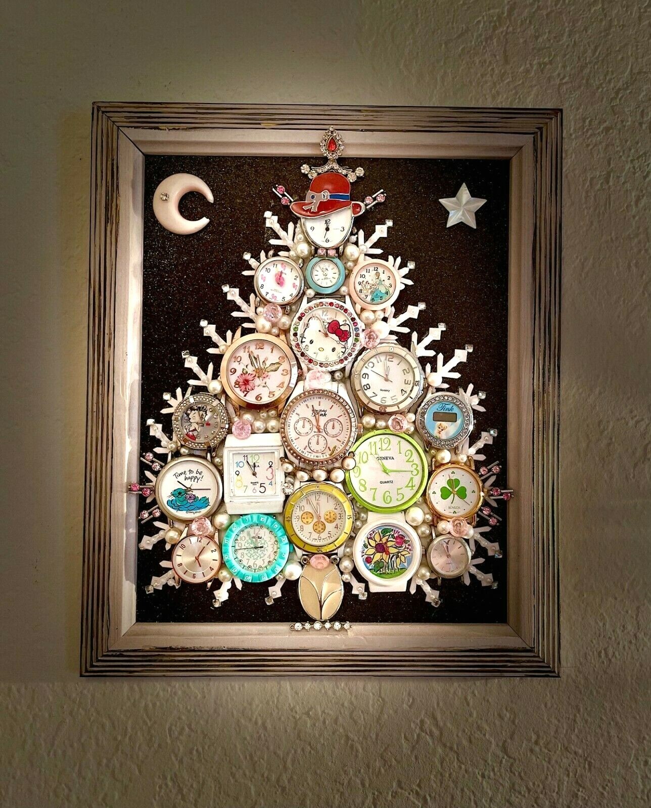 CHRISTMAS TREE, WATCH COLLECTION, FRAMED JEWELRY ONE OF A KIND ART ...
