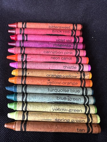 Lot Of 14 Crayola Crayons Discontinued Rare Incl Thistle, Tan, Yellow ...