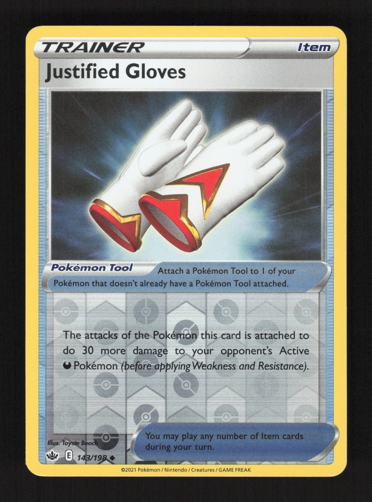 2021 Pokemon Justified Gloves 143/198 Chilling Reign Reverse Holo ...