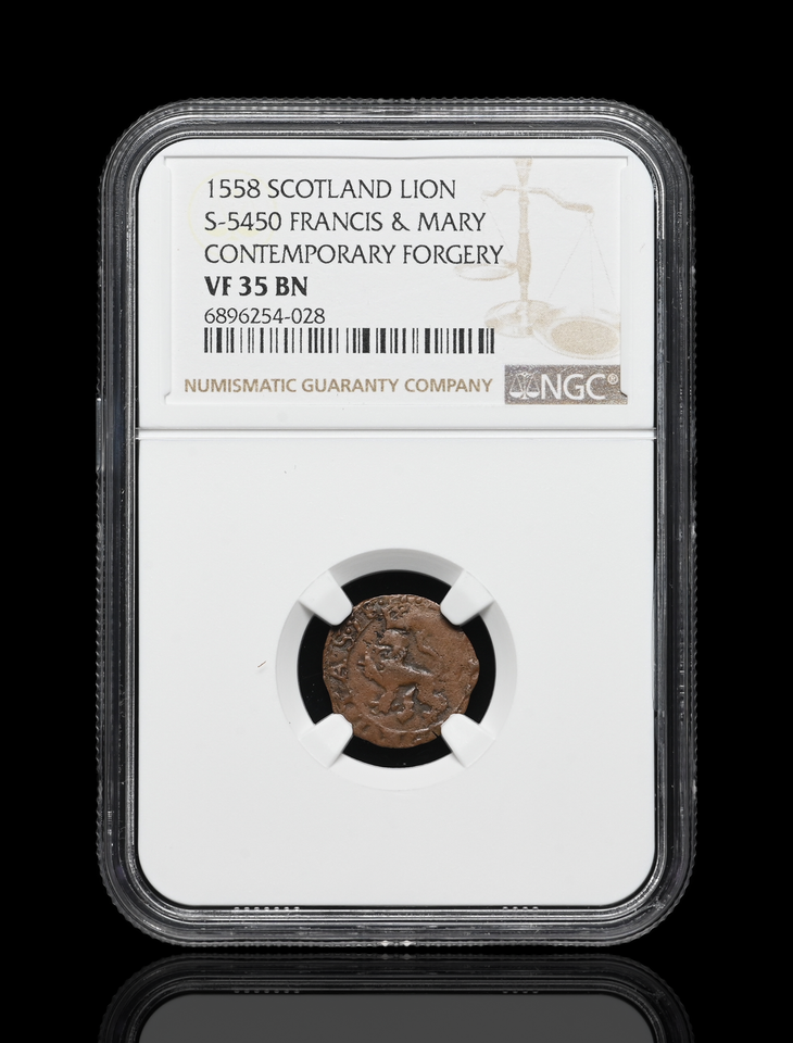 SCOTLAND. Mary Queen of Scots, with Francis, Copper Lion, 1558, NGC ...