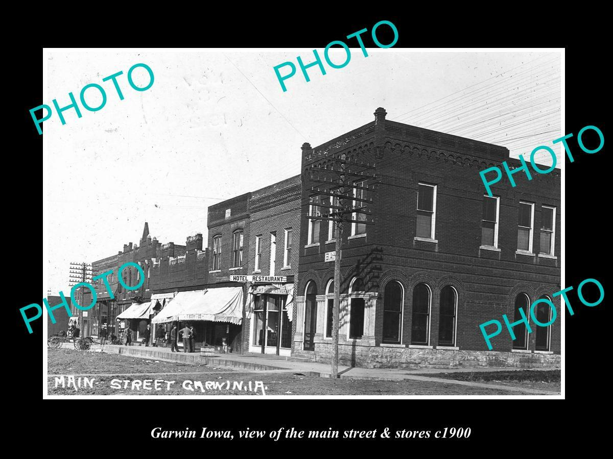 OLD 6 X 4 HISTORIC PHOTO OF GARWIN IOWA THE MAIN STREET & STORES c1900 ...