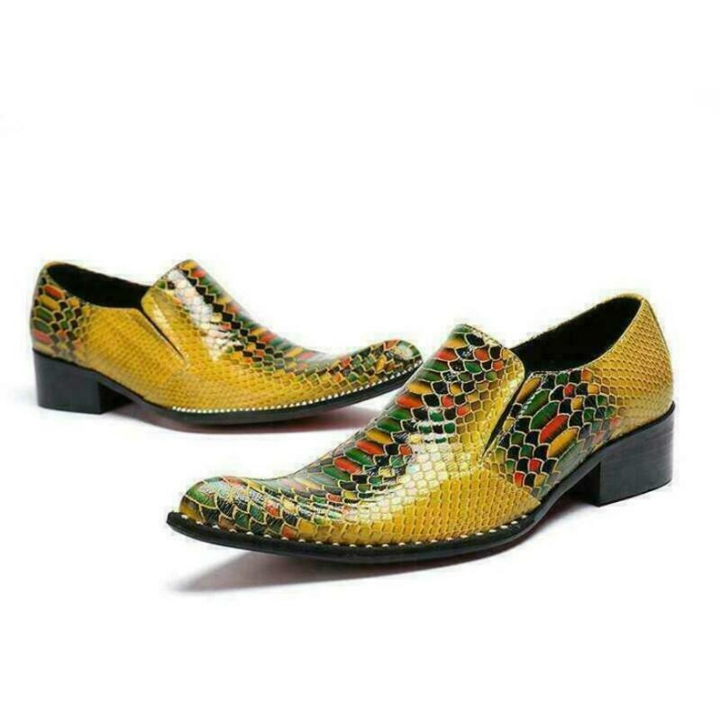 Snakeskin Men's Leather Dress Shoes Loafers Pointy Toe Slip On Britain ...