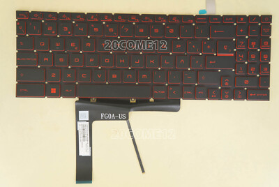 For MSI Katana GF76 12UC, Katana GF76 12UEO Keyboard Red backlit ...