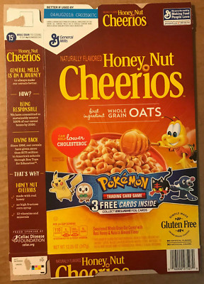EMPTY Honey Nut Cheerios Pokemon Sun Moon Cards Offer Cereal Box ...