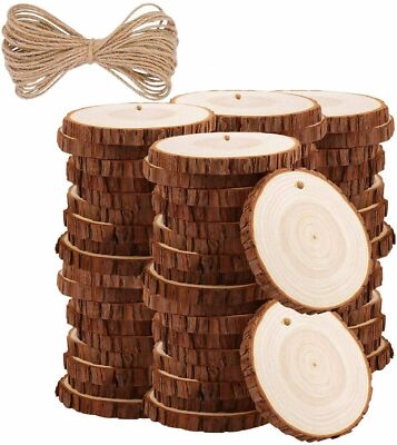 120Pcs Wood Log Slices Discs Round 5-6cm Pyrography Rustic DIY Crafts ...