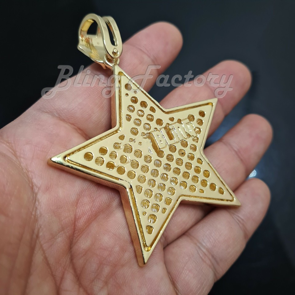 Hip Hop Iced Large Mario Star & 18" Iced Cuban & 1 Row Chain Bling ...