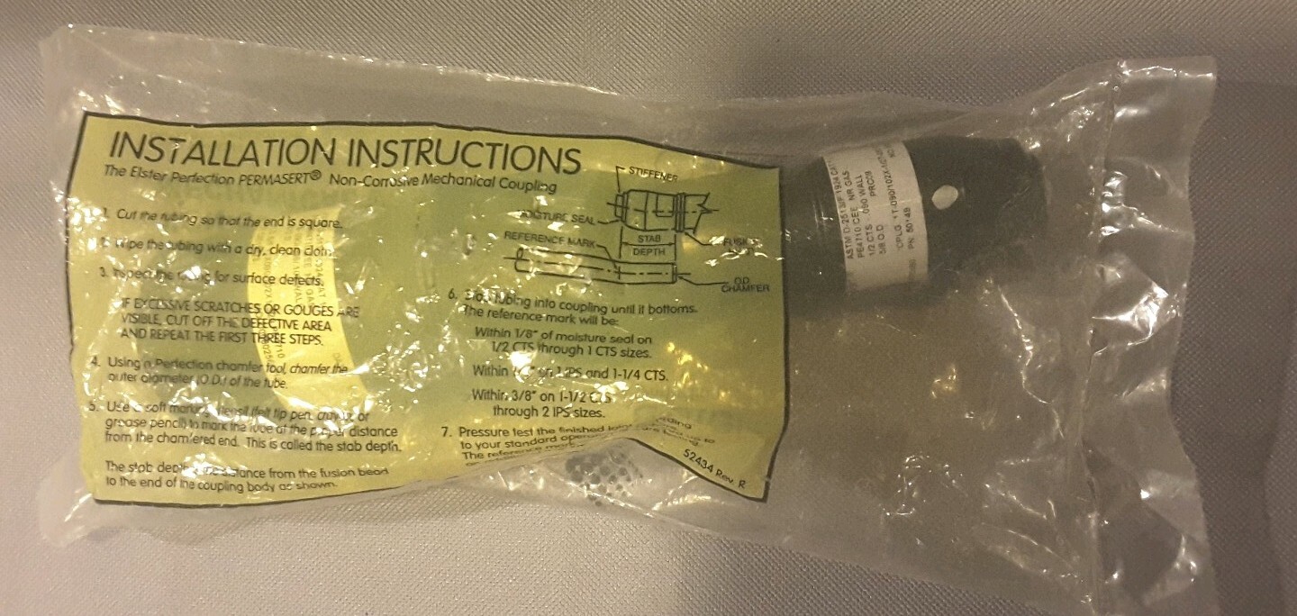 PERMASERT - MECHANICAL 1" COUPLING ASTM D-2513/F 1924 CAT 1 PE4710 NON ...