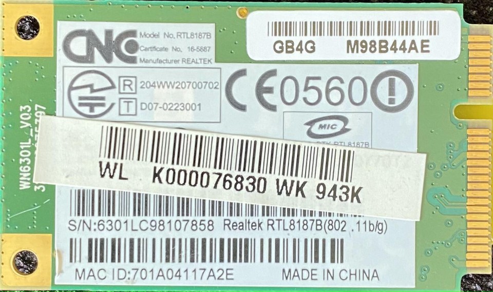 Realtek RTL8187B Laptop wifi card | eBay