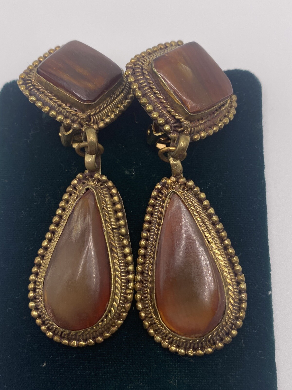 Vintage heidi daus for jim walters AMBER? Clips On Ea… - Gem