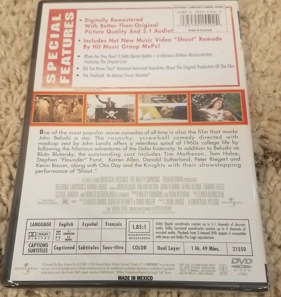 National Lampoons Animal House DVD, 2003, Double Secret Probation ...