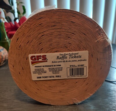 Two- Part Perforated Roll raffle tickets 2000 pieces. GFS | eBay