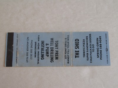 U401 Vintage Matchbook Cover WI Wisconsin The Shed Spring Green | eBay