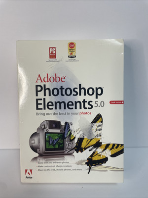 Adobe Photoshop Elements 5.0 Software Photo Editor Win XP PC CD - New ...