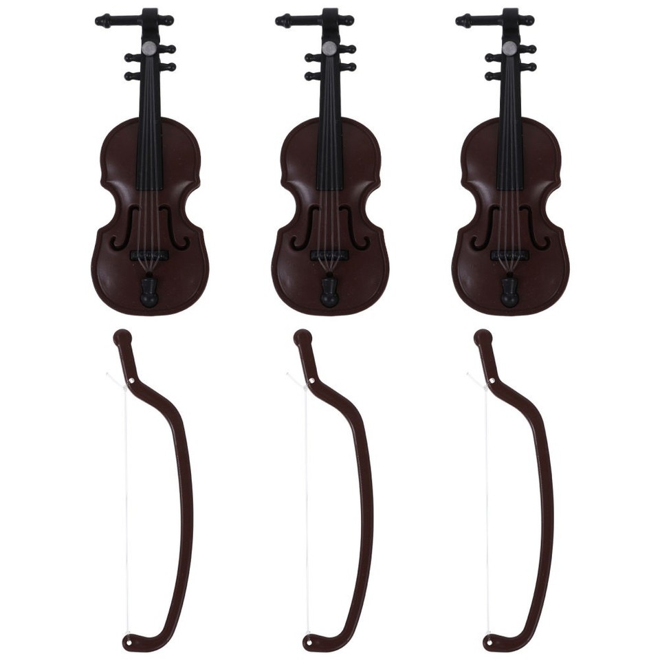 3pcs Mini Violin Ornament Plastic Lifelike Violin Mini House Instrument ...