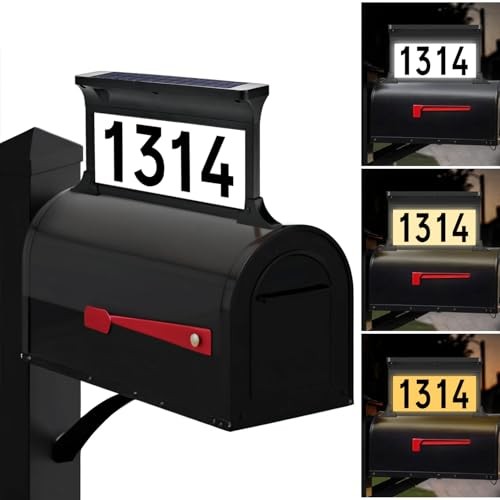 Solar Address Sign, 3 Colors-in-1 Mailbox Number Plaque Light for ...