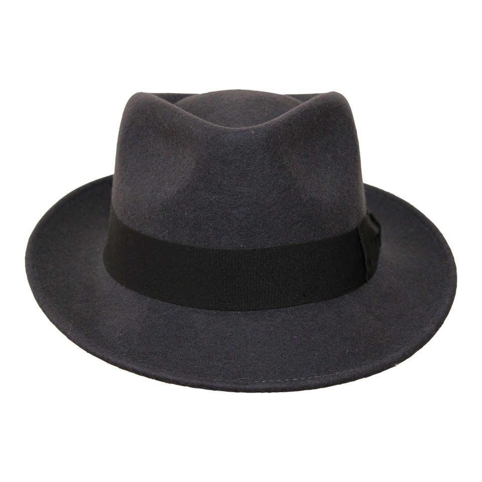 B&S Premium Doyle - Teardrop Fedora Hat - 100% Wool Felt - Crushable ...