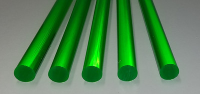 2 PCS 5/8" DIAMETER x NOMINAL 12" CLEAR GREEN FLUORESCENT ACRYLIC ...