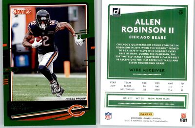 Allen Robinson II 2020 Donruss Press Proof Green #59 Chicago Bears | eBay