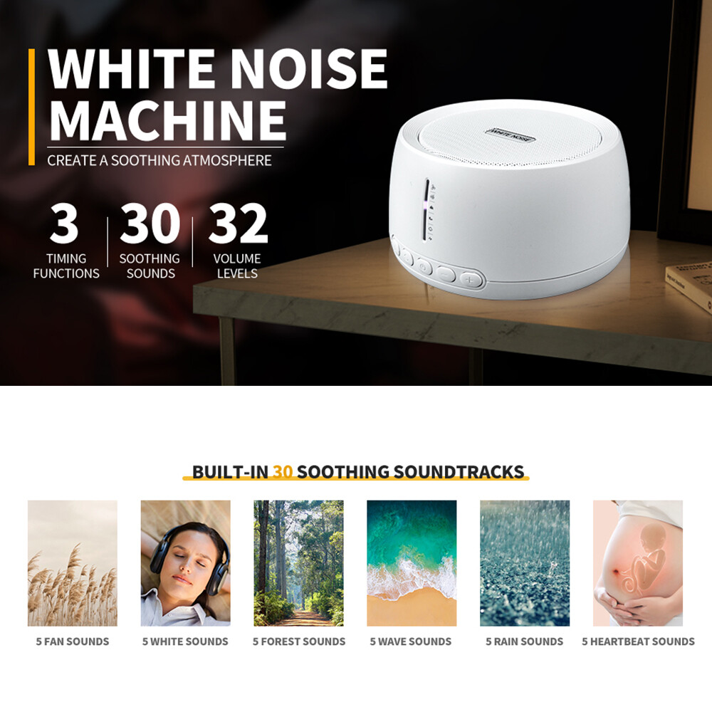 White Noise Machine Sound Sleep Aid Therapy Helper 30 Relaxing Sounds ...