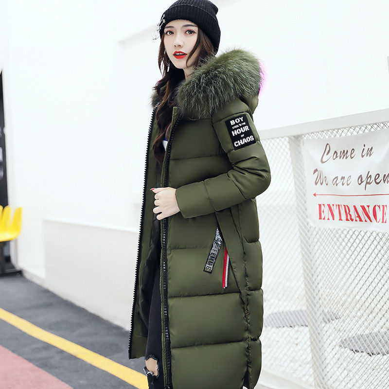 New Women's Winter Slim hooded Long Padded jacket Cotton jacket Coat ...