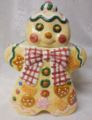 Vintage By JAY Christmas Gingerbread Man Boy Canister Large Cookie Jar ...
