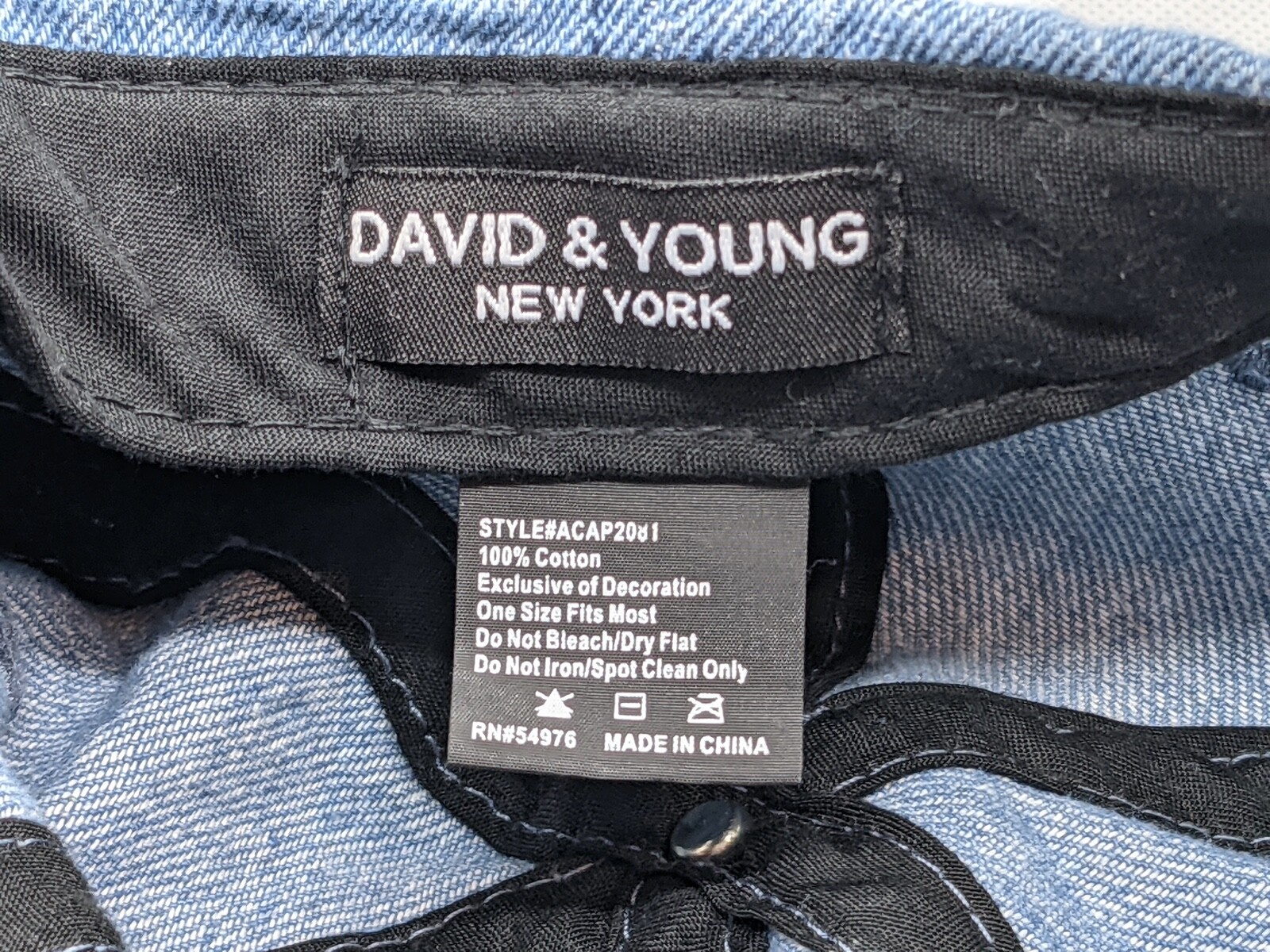 David & Young Brunch Hat Light Blue Jean Strapback Women's Cap NWOT | eBay