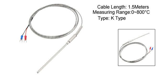 K Type Temperature Sensor Probe 1.5M Cable 4mmx100mm Probe Thermocouple ...