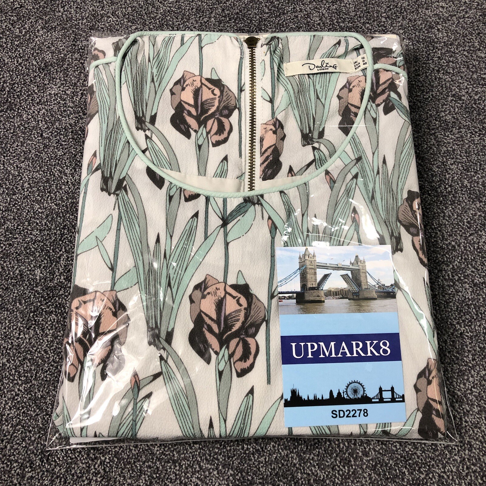 Darling London White Floral Tunic Mini Dress UK 12 EU… - Gem