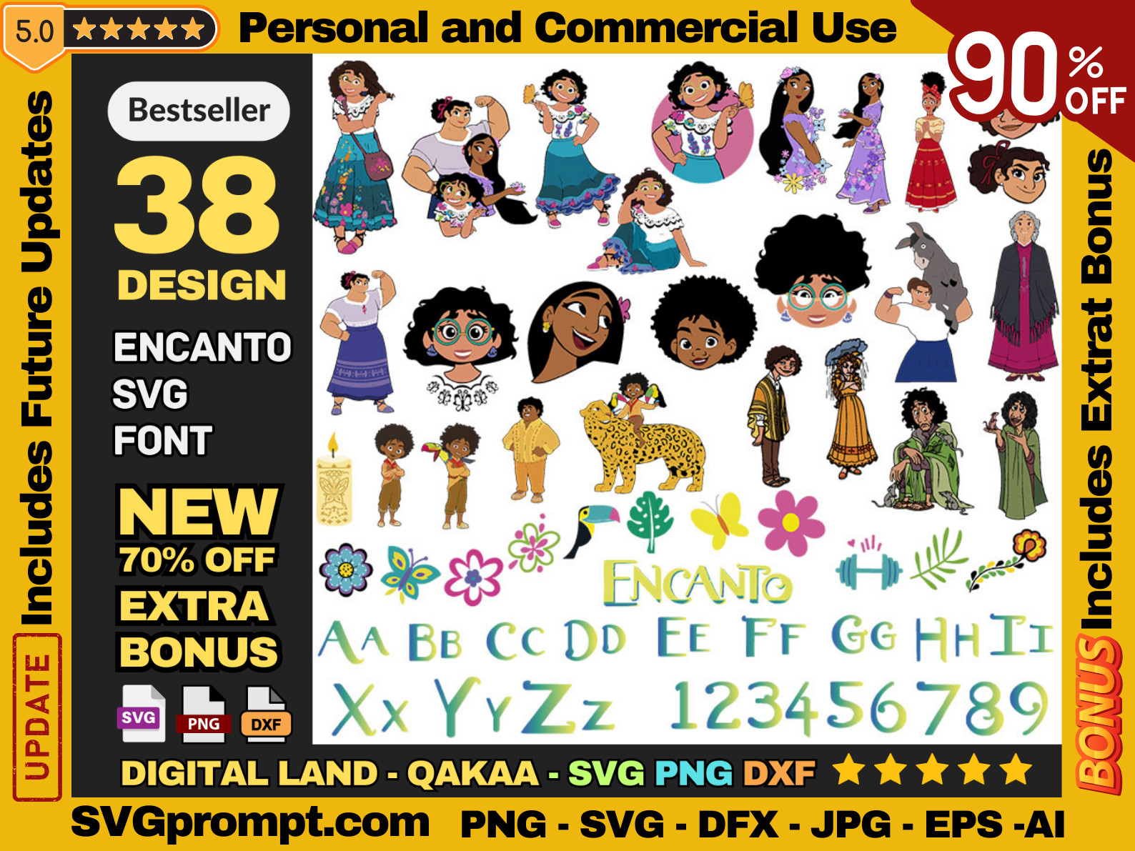 Encanto Svg Bundle + Font, Svg Png Dxf | Grelly UK