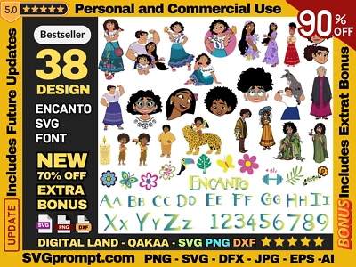 Encanto Svg Bundle + Font, Svg Png Dxf | Grelly USA