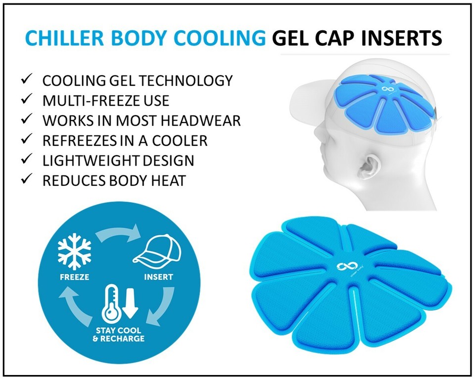 Chiller Body Cooling Hat Inserts - Blue - 6 Ounces - Freeze and ...
