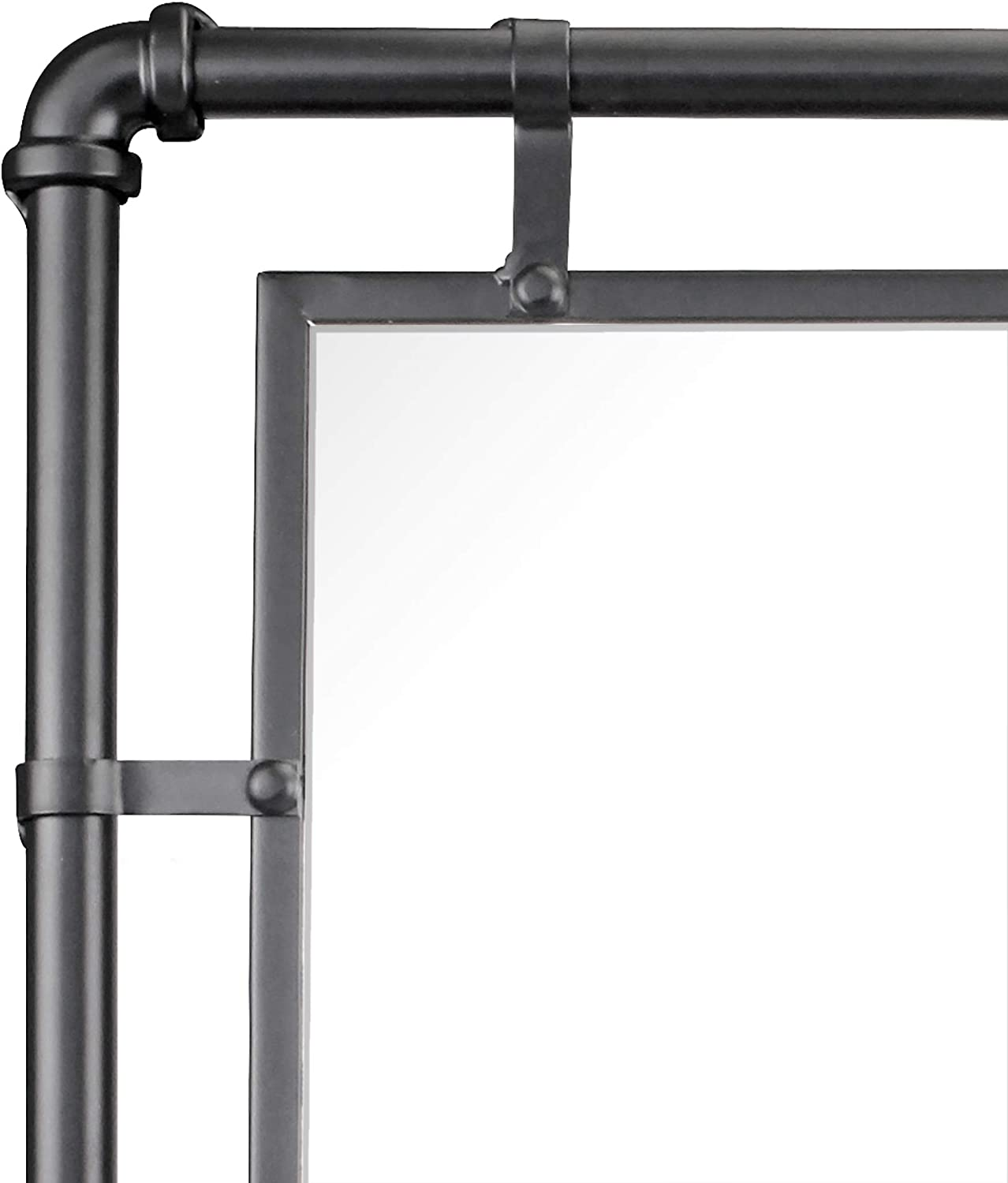 Large Rustic Industrial Wall Mirror Vintage Distressed Gray Metal Pipe ...