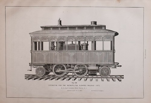 1886 RAILWAY LOCOMOTIVE PRINT ENGINE METROPOLITAN ELEVATED RAILROAD ...