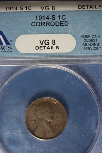 1914 S ANACS 1C VG8 DETAILS CORRODED LINCOLN WHEAT CENT #B50455 | eBay