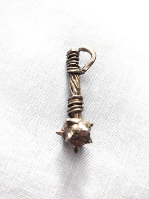 3D SOLID MEDIEVAL MACE BALL WITH SPIKES PEWTER PENDANT ADJ CORD ...