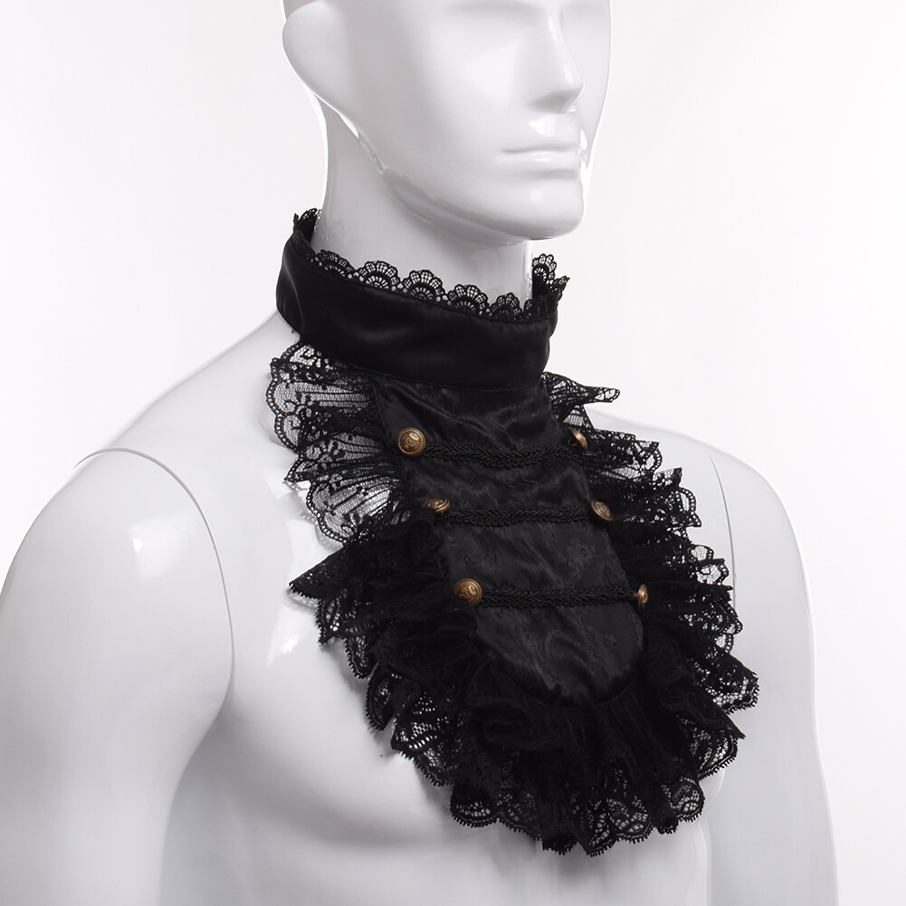 Baroque Men Ruffle Detachable Collar Prince Victorian Jabot Retro ...