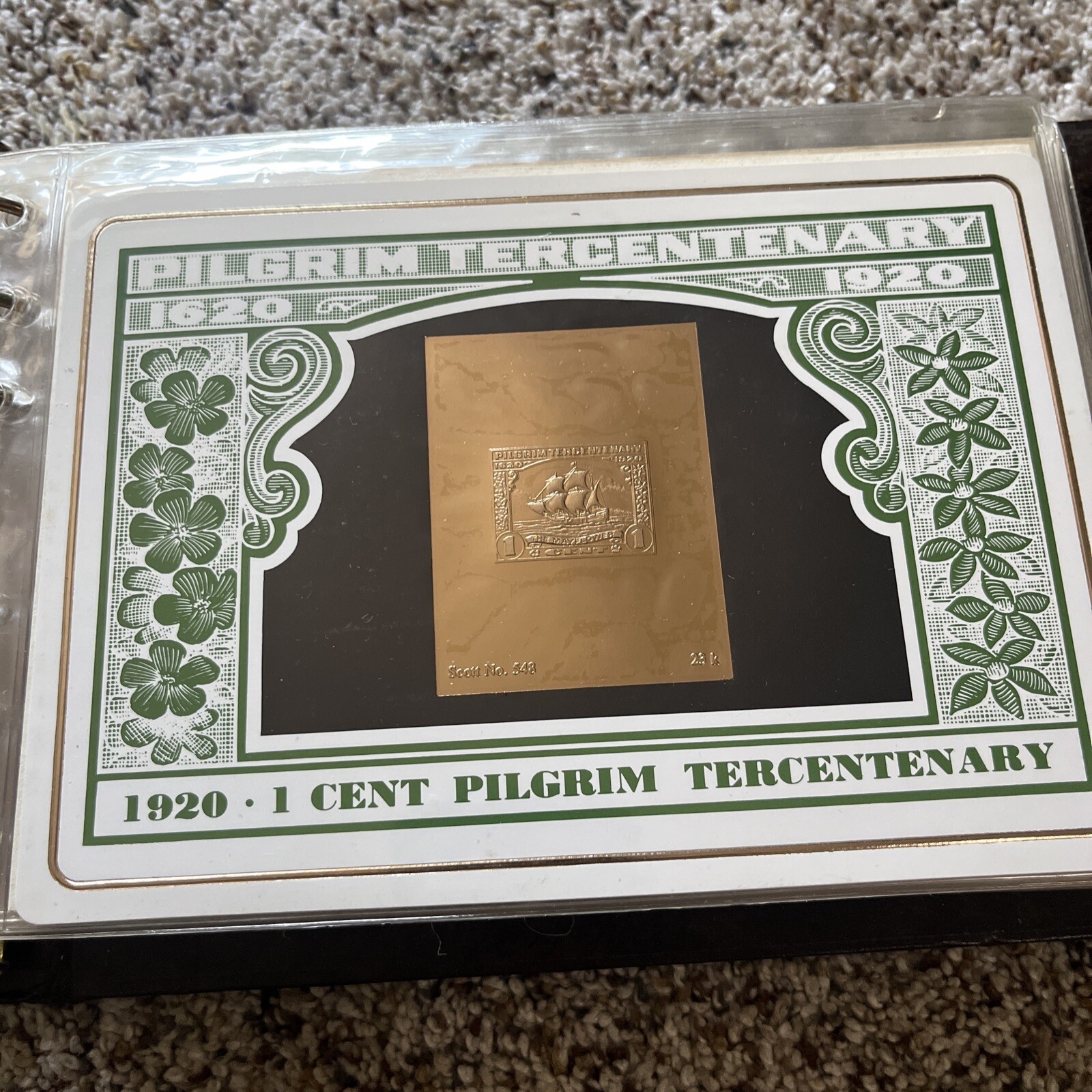 23 Karat Gold Proof Collection US Stamp Classics 33 Stamps W/COA 3.7g ...